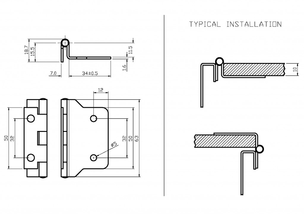4066 Locker Hinge for Inset Doors - 63mm - NiCo Manufacturing Ltd